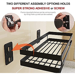 Metal Spice Rack Wall Mount Floating Shelves 2 Pack Black Storage organizer for Cabinet Door Pantry Kitchen Bathroom Supplies (9.8inches length)