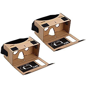 Blingkingdom - (2pcs in Pack) Cardboard Headset 3D Virtual Reality VR for Android Smart Phones iPhone + NFC and Head-Strap