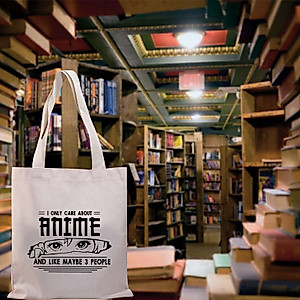 BDPWSS Anime tote bag for women Anime Lover Gifts I Only Care About Anime And Like Maybe 3 People Gift (Care about anime TG)