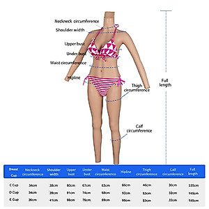 SUAISKR Male to Female Bodysuit with Breast Forms for crossdressers Drag Queen Breastplate shemale fake boobs Transgender (D Cup cotton Insert Suit, Ivory)