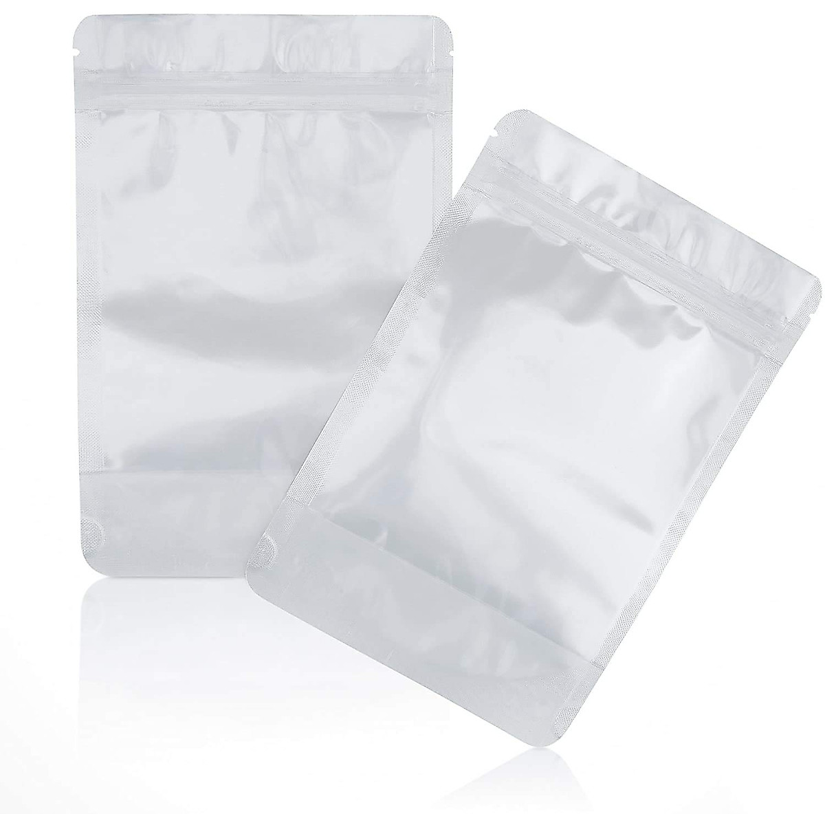 Stand Up Pouch Bags, 6" x 9", Heavy Duty, 100 Pack, Clear Front with Aluminum Foil Back - Resealable Ziplock and Heat Sealable for Food Storage