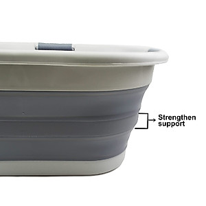 SAMMART 40L (10.5 gallons) Collapsible Plastic Laundry Washing Tub - Foldable Pop Up Laundry Basket/Hamper - Portable Washing Tub - Pop Up Saving (Grey/Dark Grey)