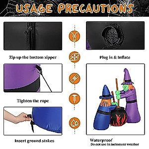 6 FT Long Halloween Inflatables Outdoor Decorations,Blow Up Two Witches with Pots Halloween Yard,Built-in LED Lights Décor for Holiday Party (6 FT,Two Witches with Pots)