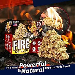 Fire Starters Natural Pine Fire Starters for Campfires Fireplace Grill Wood Pellet Stove Chimney Fire Pit BBQ Smoker W/10 Min Burning Time Waterproof.