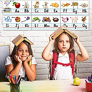 Cholemy Alphabet and Numbers Bulletin Board Strips Set Alphabet Number Wall Classroom Decoration Animal ABC Number 1-20 Line Wall Poster with Adhesive Dots for Playroom Bedroom Nursery Room Decoration