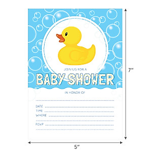 24 Rubber Ducky Baby Shower Invitations 5x7 Invites with 24 White Envelopes