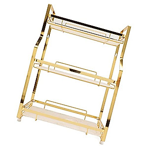 Bathroom Standing Rack, Corner Bathroom Shelf Strong Load Bearing Capacity Stable White and Gold for Kitchen(3 Tier)