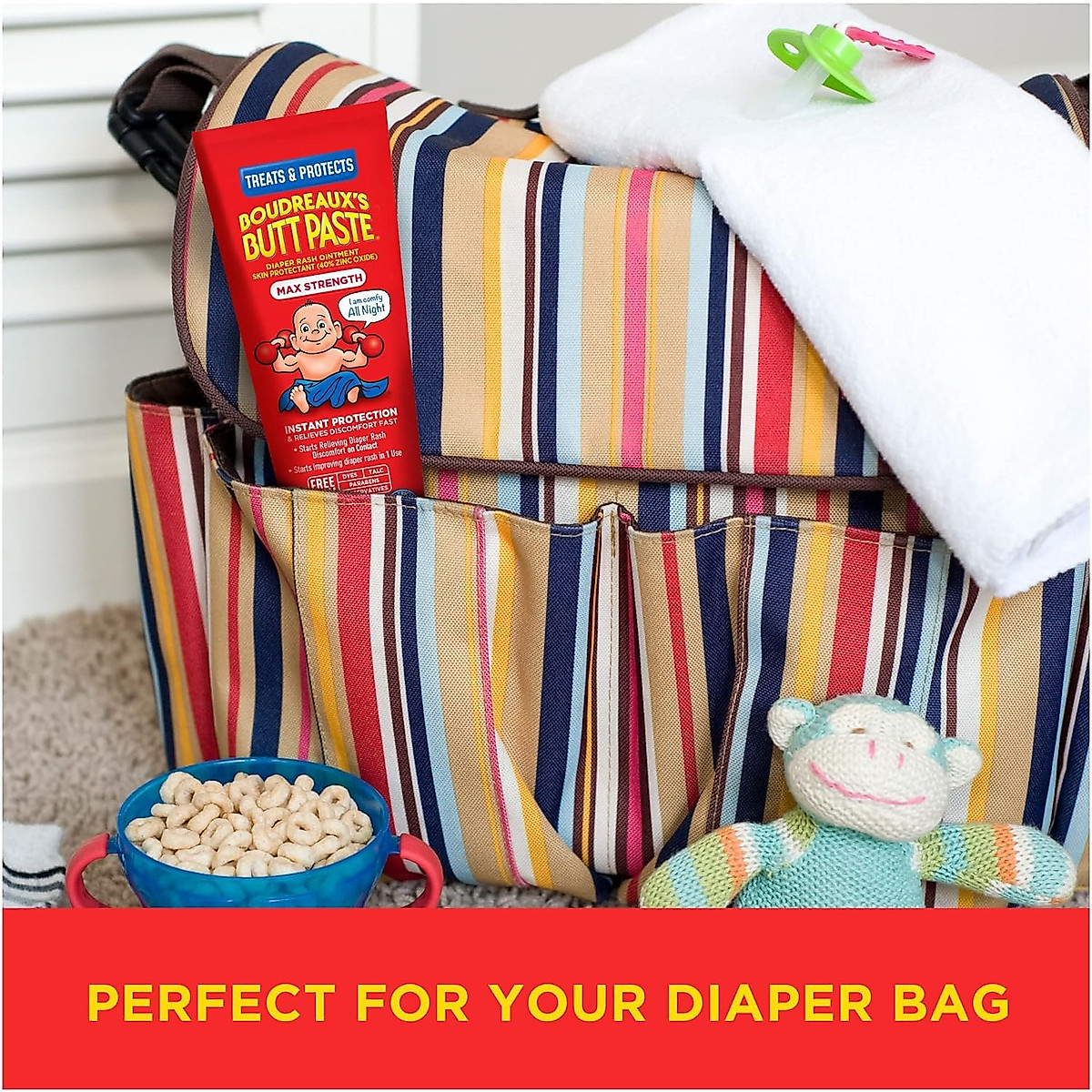 Boudreaux's Butt Paste Maximum Strength Diaper Rash Cream, Ointment for Baby, 4 oz. Tube, (Pack of 1)