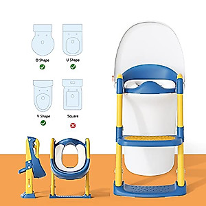 FAYDUDU Potty Training Seat with Step Stool Ladder Toddler Potty Seat for Toilet Seat Kids Potty Training Toilet for Boys Girls Training Potty Seat with Anti-Slip Pads (Blue)