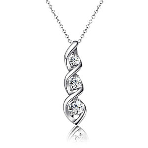 Ascona Dainty 3 Stone Pendant Silver Necklace,Twisted Infinity Cubic Zirconia Necklace for Women Jewelry Gift Bridesmaid Necklace Mother's Day Gift Valentines Day Gifts for Her