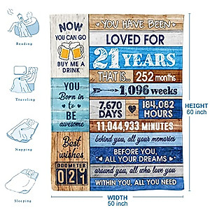 21st Birthday Gifts for Her Him Throw Blanket 21 Year Old Birthday Gifts for Her Him 21st Birthday Decorations for Women Girl Bestie Sister 21st Birthday Gift Ideas Flannel Fleece Blanket 60"x50"