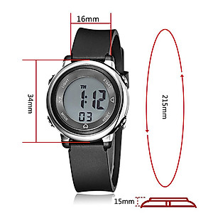 Womens Digital Watches LED Screen Military Waterproof Alarm Stopwatch 7 Color LED Backlight Sports Watch (Black)