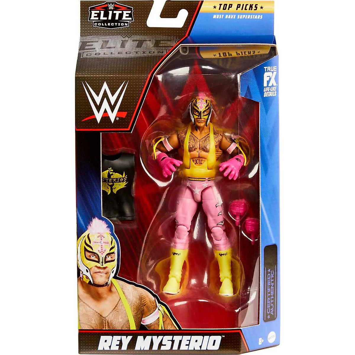 Mattel WWE Rey Mysterio Top Picks Elite Collection Action Figure, Articulation & Life-Like Detail, Interchangeable Accessories, 6-in