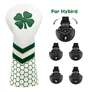 Lucky Clover Golf Hybrid Club Head Cover Protective -, White Golf Club Cover for Hybrids, Rotatable Golf Hybrid Headcover White fits for All Brand Men Golfer (1pc hybrid head cover)