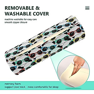 Vnurnrn Panda Glasses Neck Support Pillow Round Neck Roll Bolster Cylinder Pillow Cervical Pillows Neck Roll Pillow for Leg Knee Back Head Support for Gifts Camp Study Work