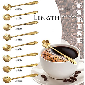 16 Pcs Teaspoon Gold Tea Spoons, ESRISE Stainless Steel Coffee Dessert Spoon, Cute Demitasse Spoon for Stirring Drink Milkshake (Gold)