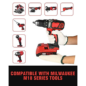 18v Battery 2Pack Replacement for Milwaukee M18 Battery 6.5Ah,High-Capacity Batteries Compaitble with Milwaukee Tools and Charger,2024 Version with N18D Battery Charger