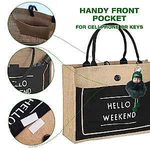 havatree Large Beach Bag for Women Cute Straw Tote Bag for Summer School Use Reusable Grocery Shopping Bag with Handle and Pocket