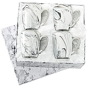 Youeon 4 Pack 13 Oz Marble Coffee Mugs Set, Ceramic Coffee Cups Marble Mugs Tea Cups Set for Coffee, Milk, Cocoa, Drink, Birthday, Party, Thanksgiving, Mother's Day, Father's Day, Grey