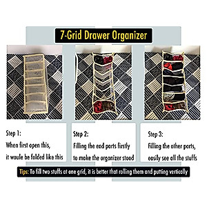 OohuuLife 3 Set Collapsible Cabinet Closet Organizer Storage Boxes Bra Organizer Socks and Underwear Drawer Divider, Cream