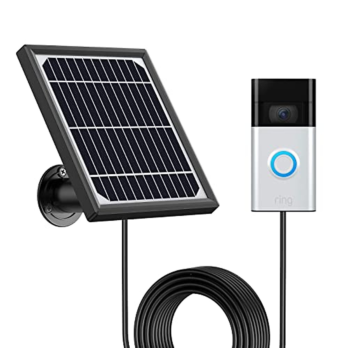 Ayotu Weatherproof Solar Panel for Ring Video Doorbell 2nd Gen 2020 Release, 5V/3.5W(Max) Output Power Adapter Continuous Charging with 3.8M/12ft Charge Cable(NOT Include Doorbell), Black