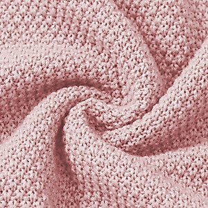 Organic Cotton Baby Blanket Knitted Toddler Blanket Soft Nursery Swaddling Blankets (Pink, 30x40)