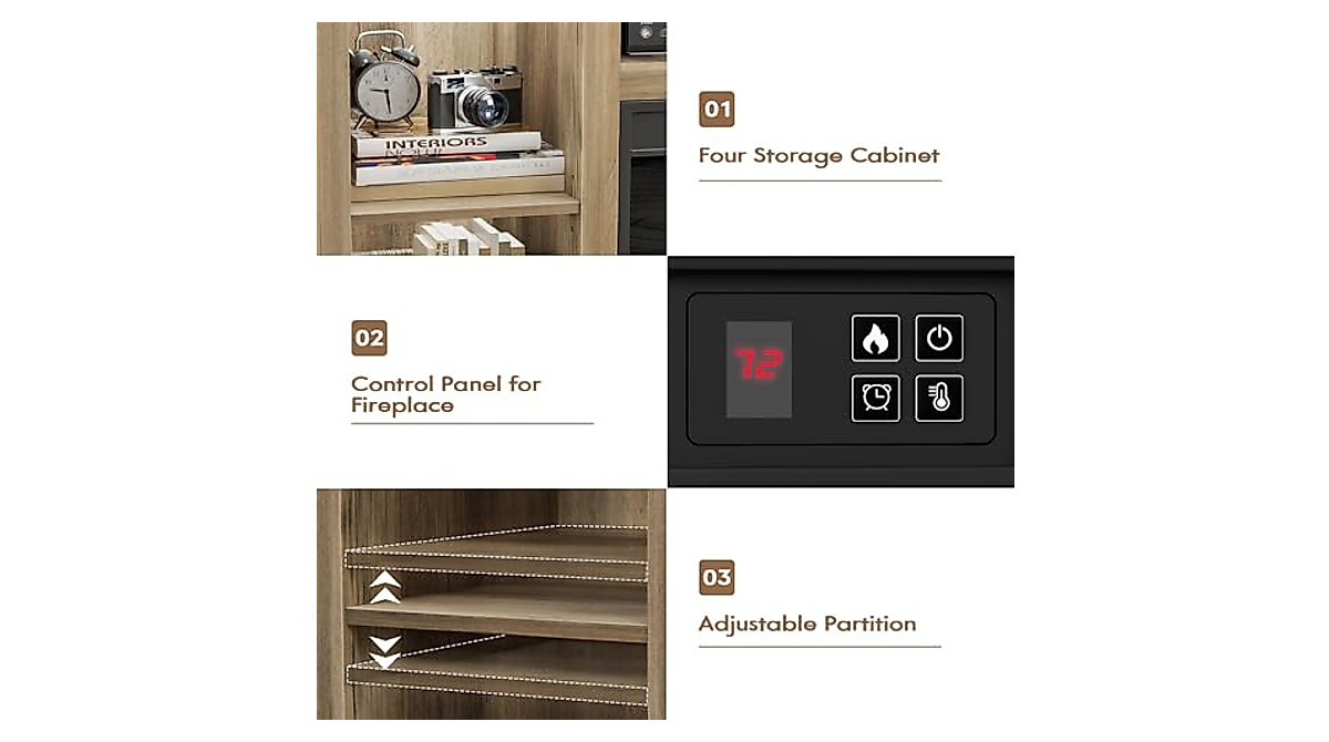 Shop YESHOMY Electric Fireplace TV Stand for 65+ TVs
