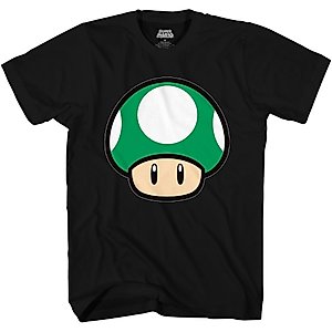 Nintendo Super Mario One Up Mushroom Get a Life Adult T-Shirt(MD, Black)