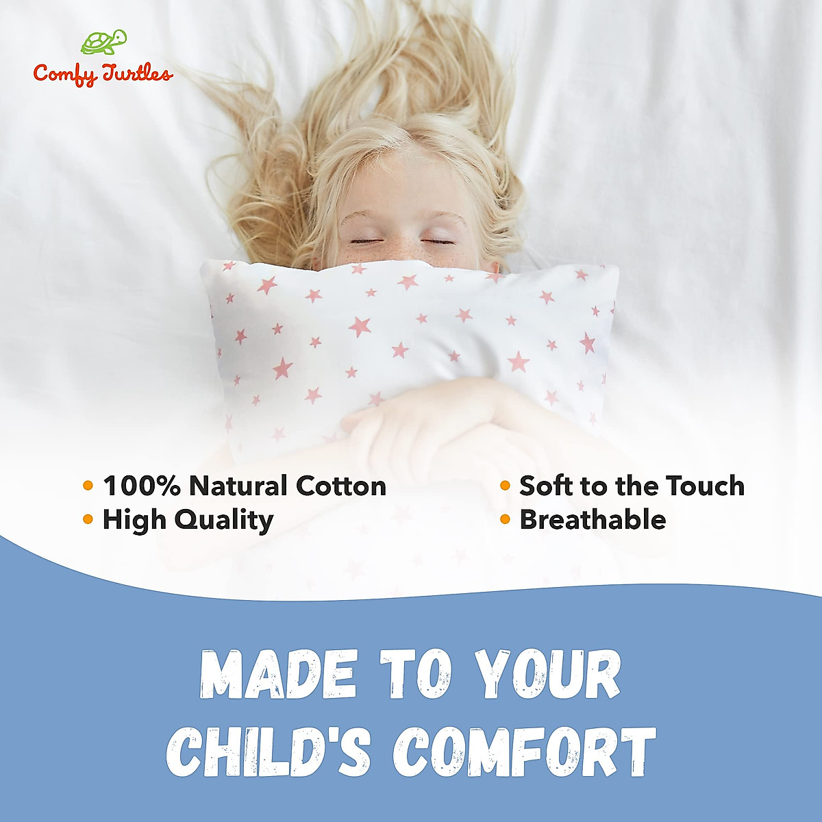 13x18 Toddler Pillowcase Cotton - Toddler Pillowcase Star, White Travel Pillow Case Cover, Toddler Breathable Pillow Case Star - Pink Stars on White