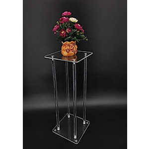 9 L X 9 W X 24" Tall Clear Acrylic Riser Transparent Plexiglass Pedestal Table Display Podium Glorifier Riser Stand Centerpiece Flower Sculputure Merchandise Lamp Book Stand 10043