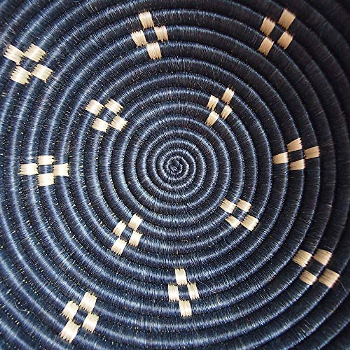 African Basket- Kabaya/Rwanda Basket/Woven Bowl/Sisal & Sweetgrass Basket/Blue, White