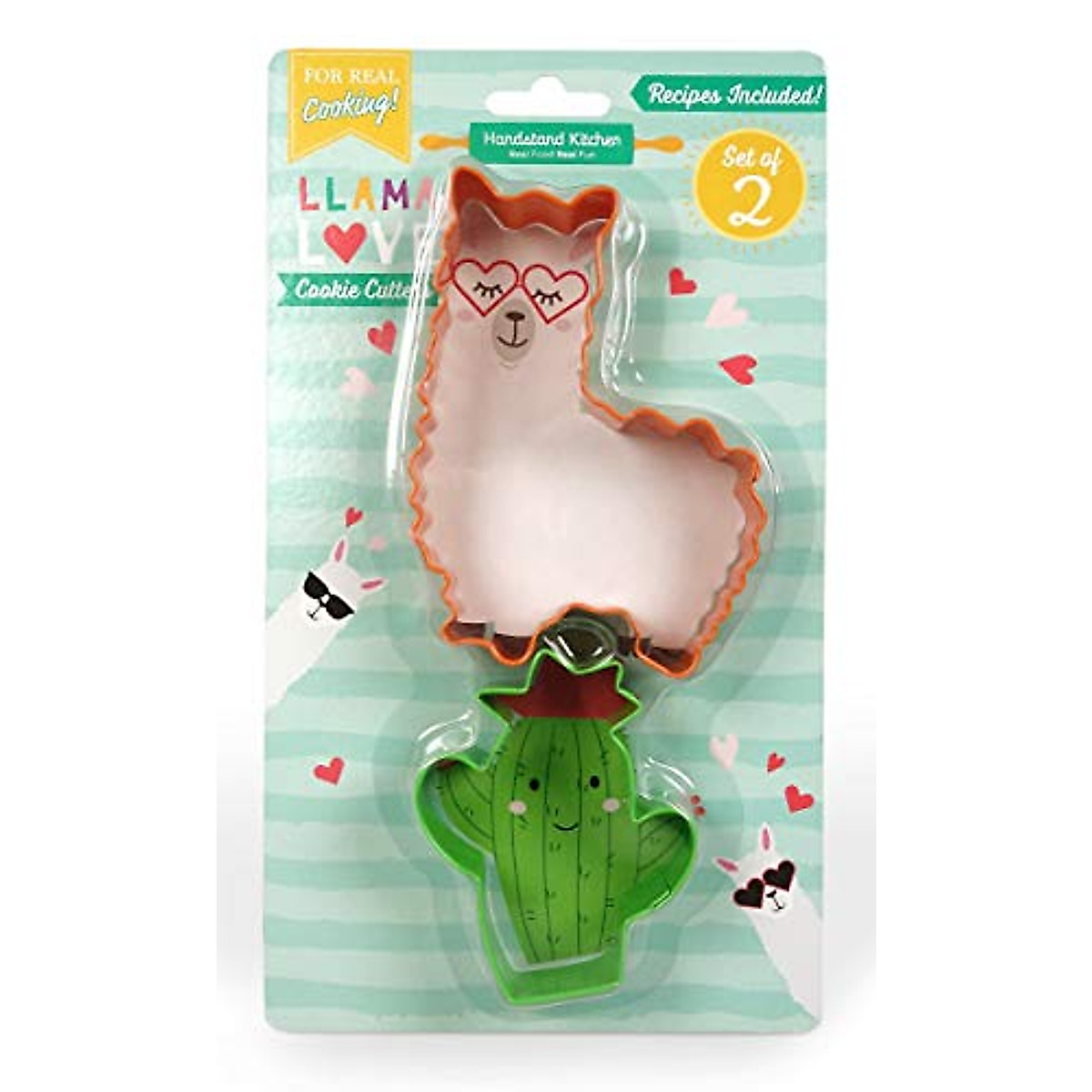Handstand Kitchen Llama Love 2-piece Llama and Cactus Cookie Cutter Set