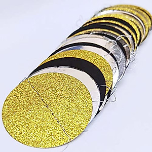 Black and Gold Circle Dots Garland Streamers Birthday Graduation Party Decorations, 52ft