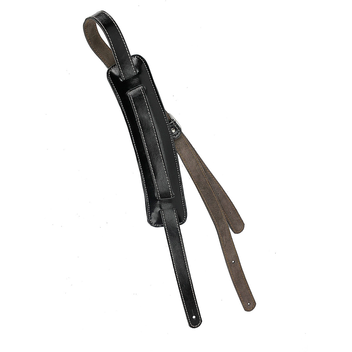 Walker & Williams C-19 Classic Black Vintage Style Rockabilly Guitar Strap Premium Signature Soft Grain Leather Extra Long For Acoustic, Electric, And Bass Guitars