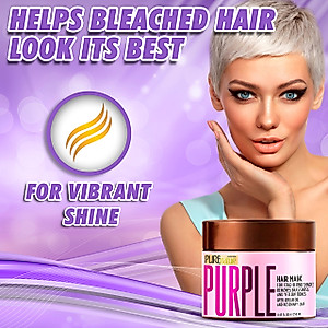 PURE NATURE LUX SPA Purple Hair Mask for Bleached and Blonde Hair - Deep Conditioning Treatment for Women to Remove Yellow Highlights and Repair Dry, Damaged Hair - Hydrate Colored Hair