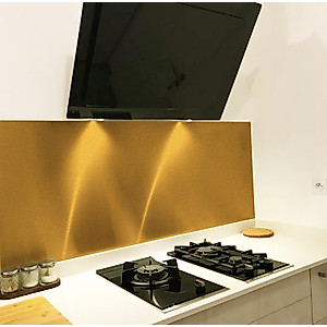 Gold Self Adhesive Contact Paper 15.7"x118" Metallic Gold Wallpaper Stick and Peel Contact Paper Kitchen Oil Proof Waterproof Backsplash Wallpaper for Countertop Cabinet Drawer Shelf Furniture Decor