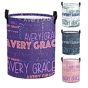 Personalized Laundry Basket Custom Word Art Names Laundry Hamper Collapsible Durable Toys Organizer Storage Bedroom Decor for Boys Girls Adults (Word art)