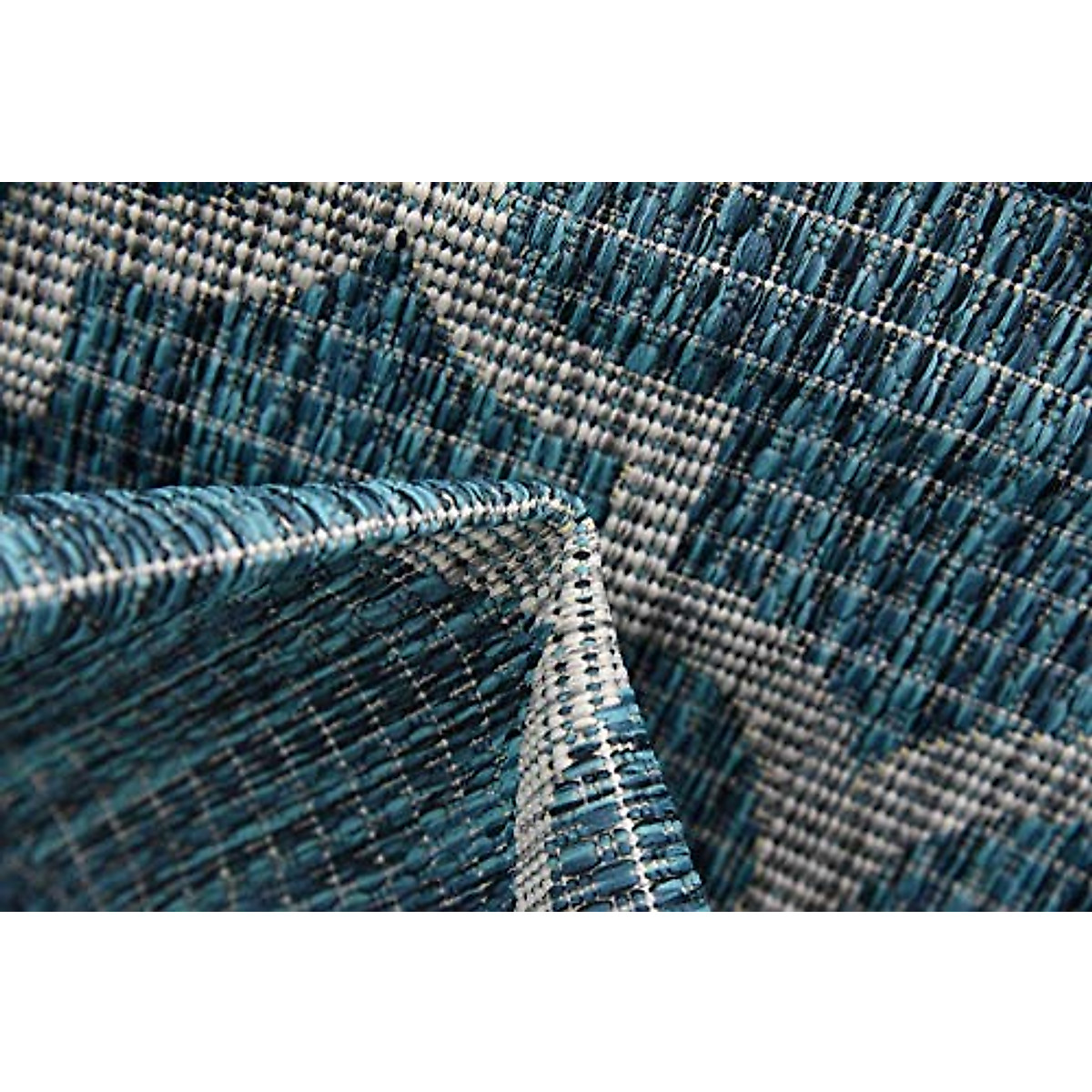 Unique Loom Outdoor Trellis Collection Area Rug (4' 1" x 6' 1" Rectangle, Teal/ Gray)