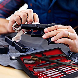 EAmber Gun Cleaning Brushes Picks Kit Set Brass Copper Steel Nylon Stainless Steel Ploymer Pick Set Bristle Brushes (Red)