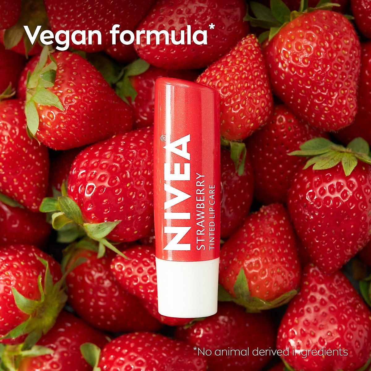 NIVEA Strawberry Lip Care, Tinted Lip Balm Pack with Shea Butter, Nourishing Oils and Vitamin C & E, 3-in-1 Moisture, Repair and Color, 0.17 Oz Stick, Pack of 4