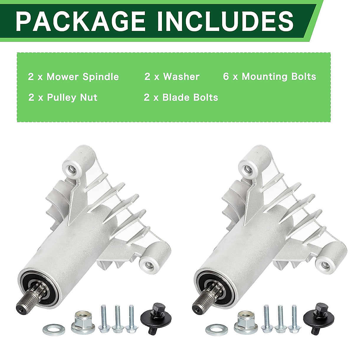 TENGMUJX 2 Pack Spindle Assembly Replaces AYP 130794 532130794 128285 with 3 Mounting Bo LTS and Blade Mounting B OLT, Mounting Holes are Threaded