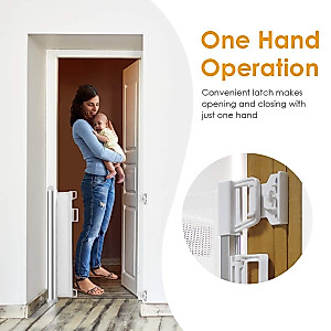 Costzon Baby Mesh Retractable Gates, Extra Wide Flexible Extension Safety Gate/Pet Dog Gate for Stairs/Doors/Hallways, Waterproof Rustproof Aluminum Pets Gate (White)