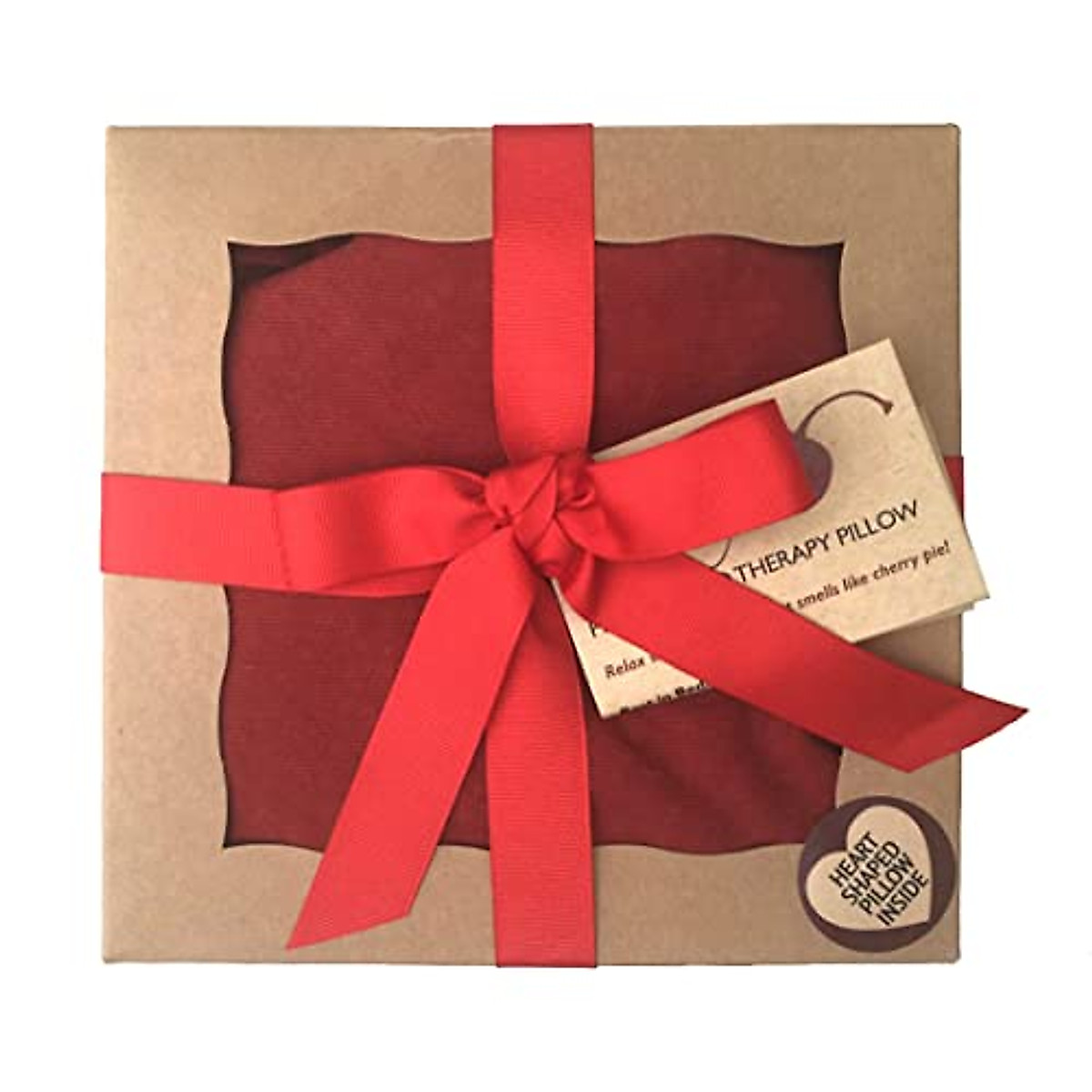 Hot Cherry Heart-Shaped Cherry Pit Pillow (Natural-Dyed Denim, Gift Wrapped in a Pie Box.) Relaxes Muscles, relieves Pain, Tummy Cramps with Moist Heat, FHA/HSA Approved