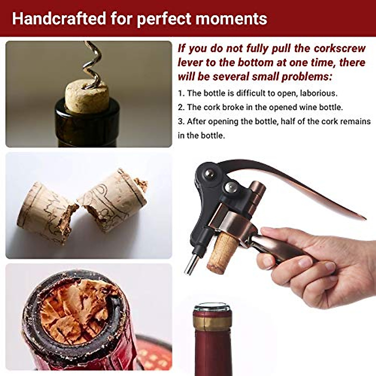 Wine Bottle Opener Corkscrew Set-[2020 Upgraded] Holleringlan Wine Opener Kit With Foil Cutter,Wine Stopper And Extra Spiral