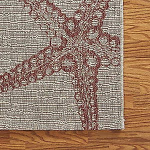 LR Home Captiva Sunset Cay Indoor/Outdoor Area Rug, 5' x 7', Coral/Beige