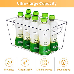 YIHONG Clear Plastic Storage Bins, 8 Pack Pantry Organizer Bins with Handle for Kitchen, Freezer,Cabinet,Closet Organization and Storage
