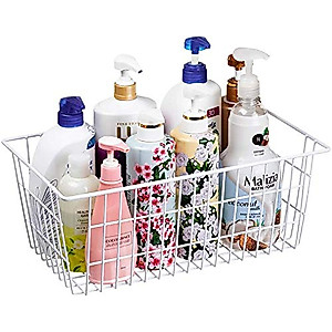 blitzlabs Wire Storage Basket Freezer Organizer Bins Refrigerator Organization Storage Baskets with Handles for Pantry, Freezer, Laundry Room, Closets, Garage, Office, Bathroom, Set of 2