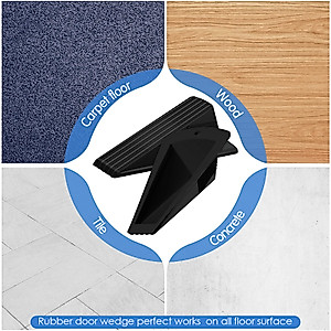 Frienda 4 Pcs Jumbo Door Stoppers for Floor Heavy Duty Stackable Door Stop TPR Large Door Wedge 2 Inch Rubber Door Stopper Wedge for Hotel Carpet Door Hardwood Concrete and Tile (Black)