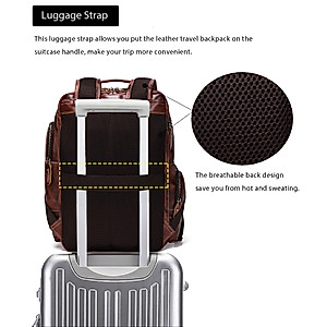 LANNSYNE Full Grain Leather Backpack For Men, Fits 16" Laptop, Coffee