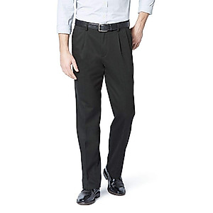 Dockers Men's Classic Fit Easy Khaki Pants-Pleated (Standard and Big & Tall), Black, 36W x 29L